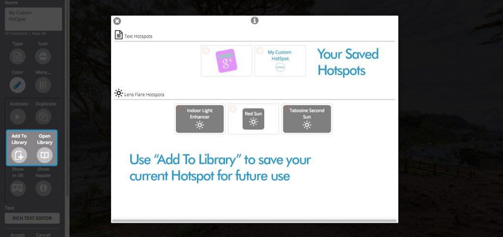 How to Add Custom Icons to 360 Photo Hotspots + Hotspot Library